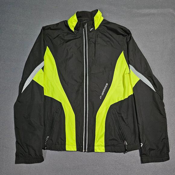 Brooks | Jackets & Coats | Brooks Womens Running Jacket M Black Neon ...